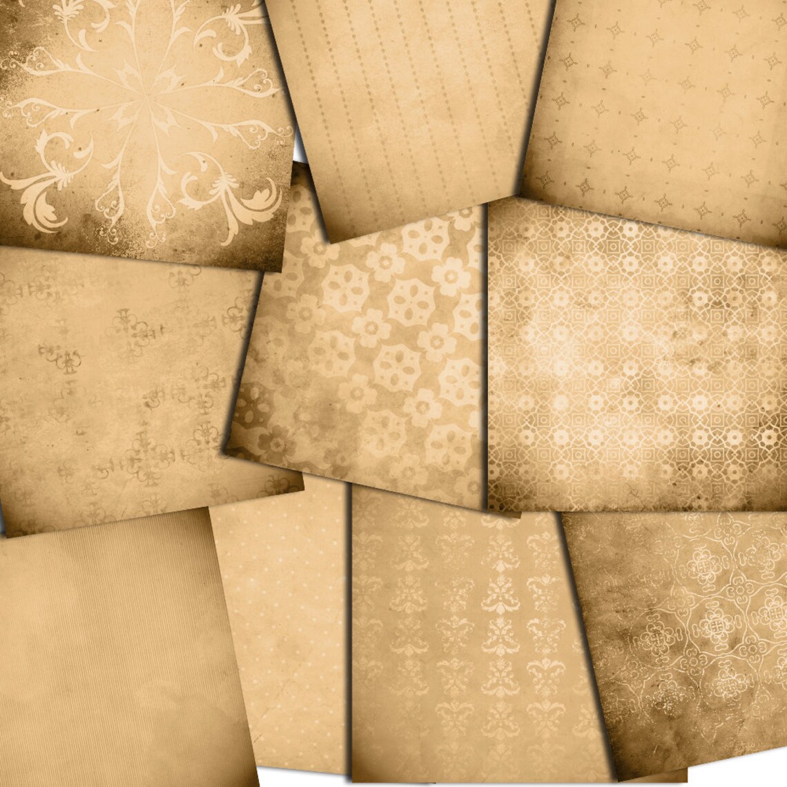 Sepia Digital Paper Damask Scrapbook Paper Digital Download | Etsy