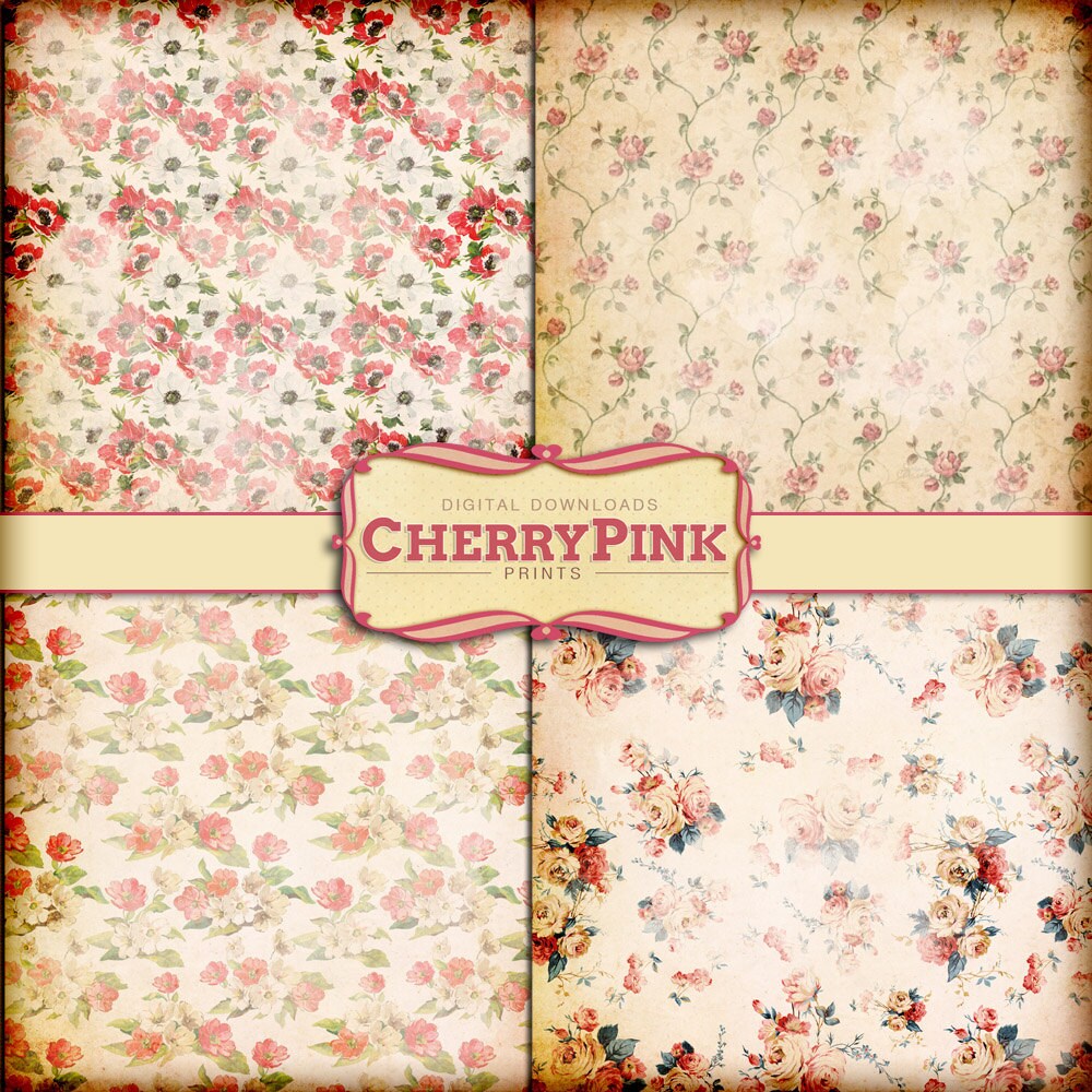 Floral Digital Papers Vintage Scrapbook Paper Paper Craft - Etsy