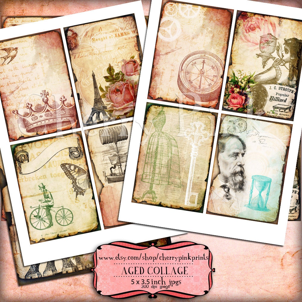 STEAMPUNK COLLAGE SHEET Scrapbooking Paper Supply, Jpg Premade Page ...