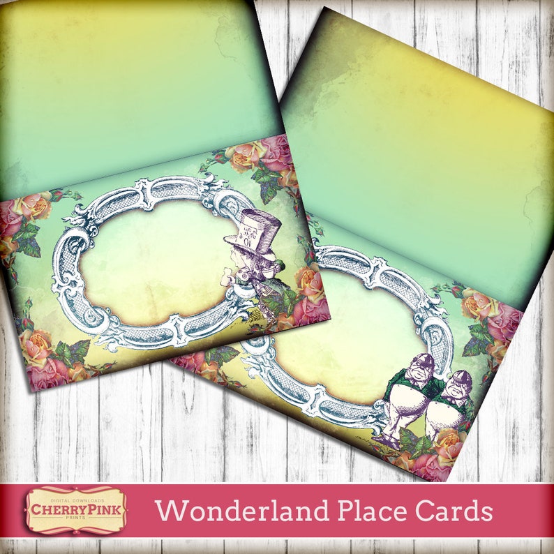 Alice in Wonderland Place Cards Name Card Tent Cards Tea - Etsy