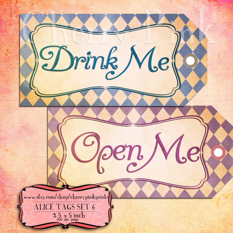 Alice Vintage Tags Set 6 Alice in Wonderland Tags Labels - Etsy
