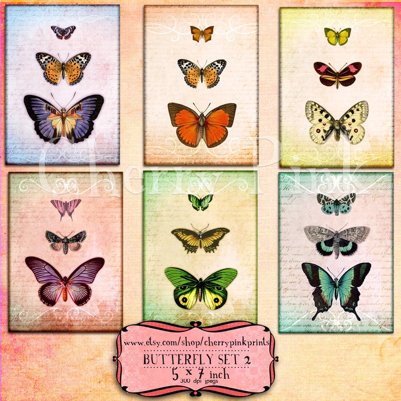 Digital Collage Sheet Scrapbook Supplies VINTAGE BUTTERFLY 6 - Etsy