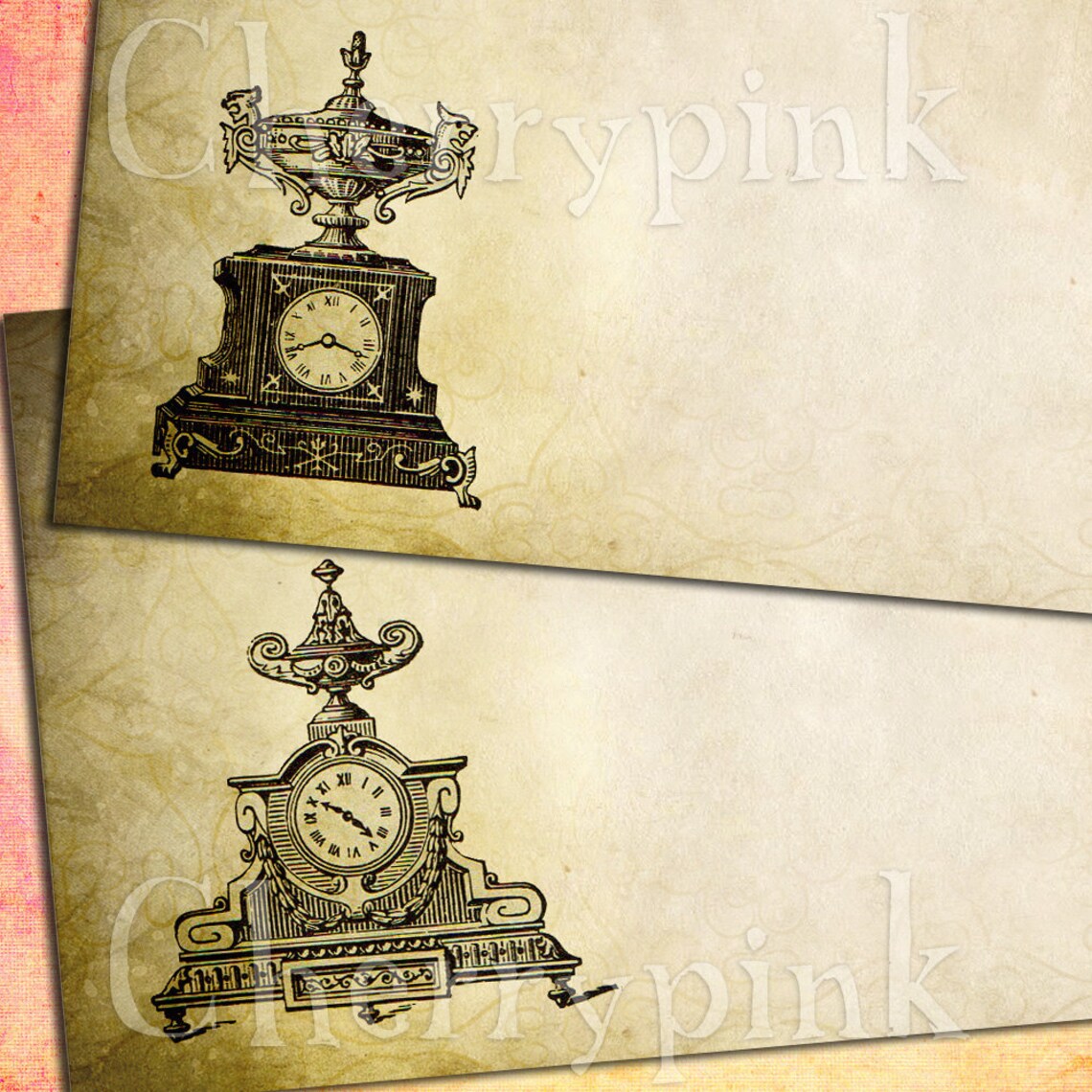 Antique Clock Tags Digital Tag Digital Scrapbook Supplies - Etsy