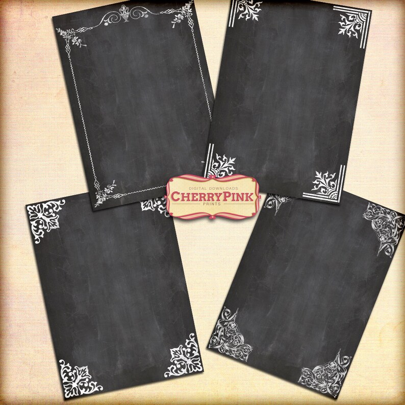 CHALKBOARD Scrapbooking Paper Supply, Printable Collage Sheet, Jpg ...