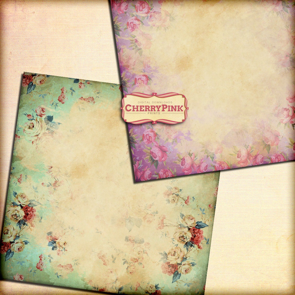 Floral Digital Paper Scrapbook Paper 12x12 Inch Premade Pages | Etsy