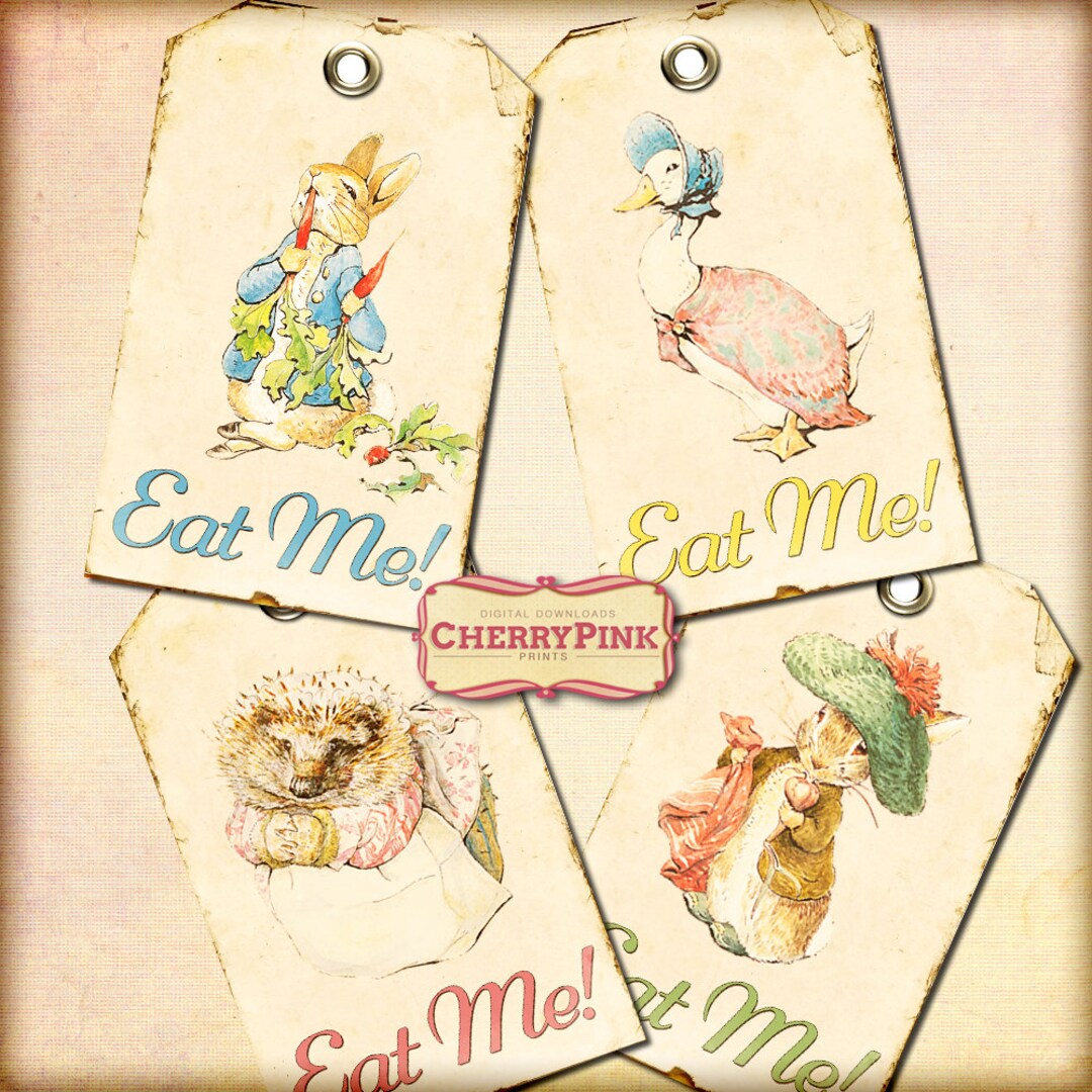 Peter Rabbit Decorations - Eat Me Tags, Party Supplies as a Digital ...