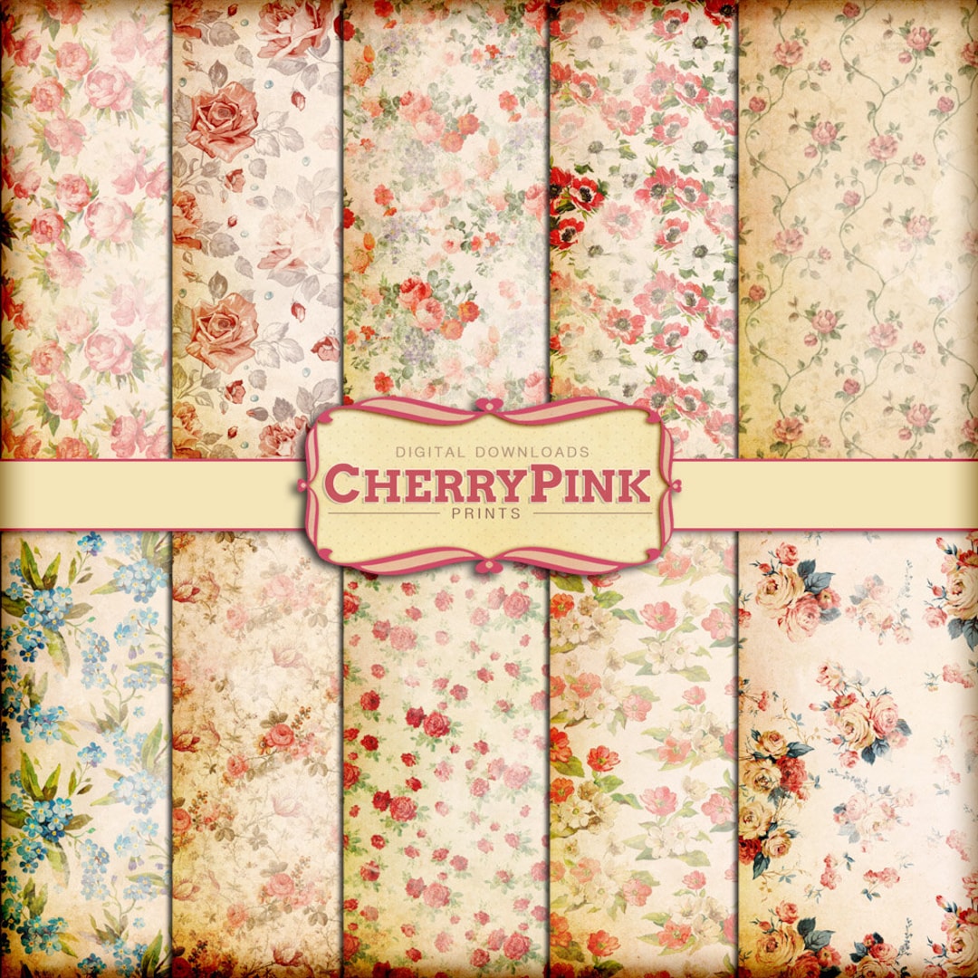 Floral Digital Papers - Vintage Scrapbook Paper - Paper Craft - Digital ...