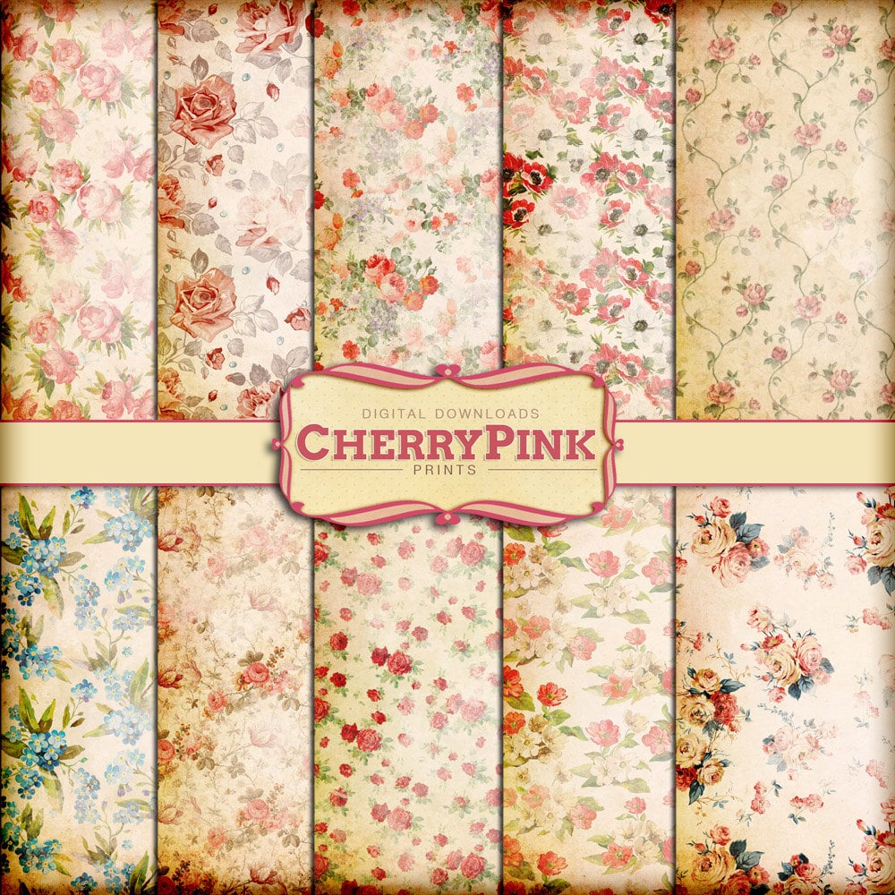 Floral Digital Papers - Vintage Scrapbook Paper - Paper Craft - Digital ...