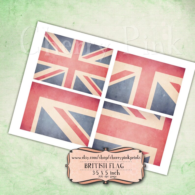 BRITISH FLAG Digital Collage Sheet, ACEO, Atc, Jubilee Celebration ...