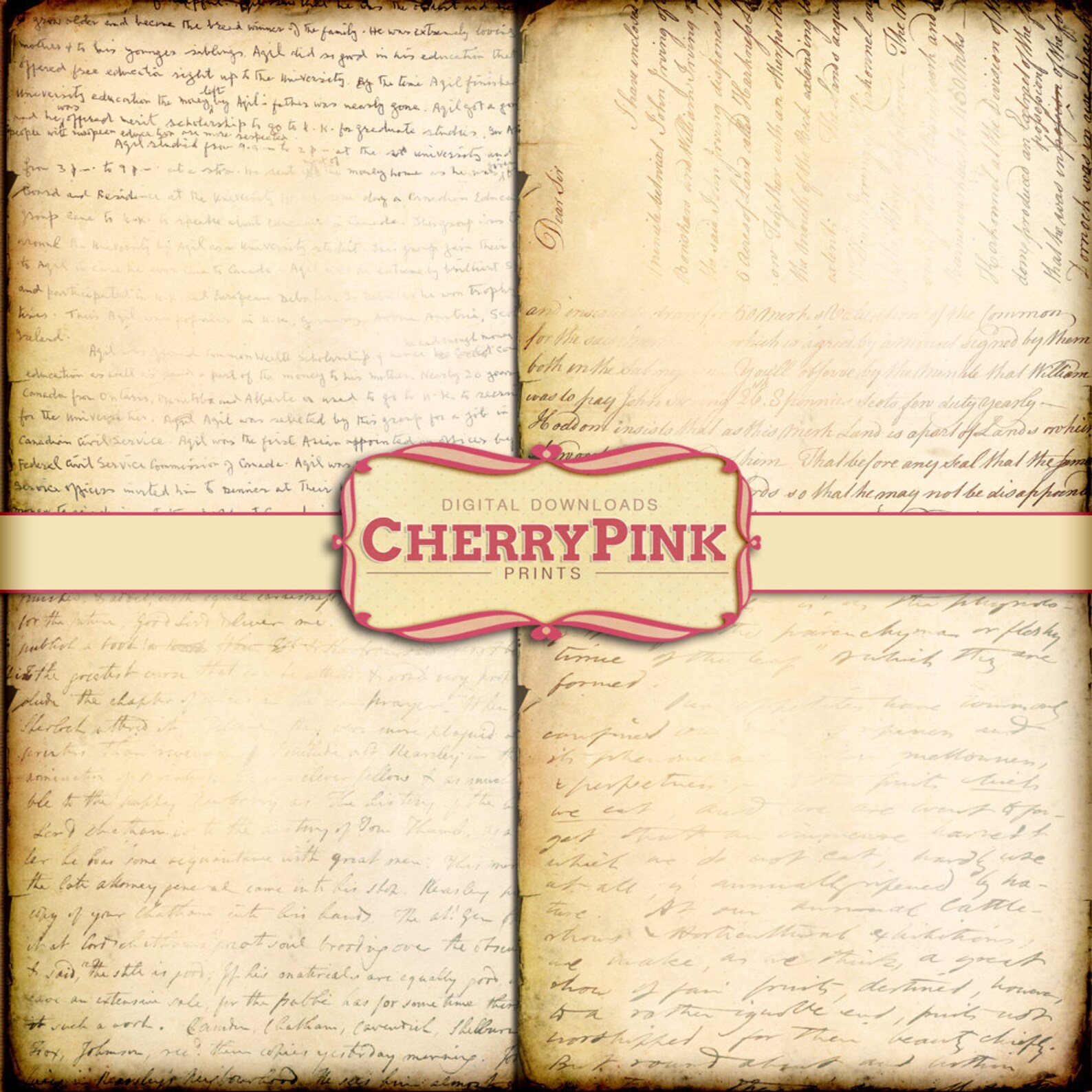 Handwriting Digital paper antique old letters vintage paper | Etsy