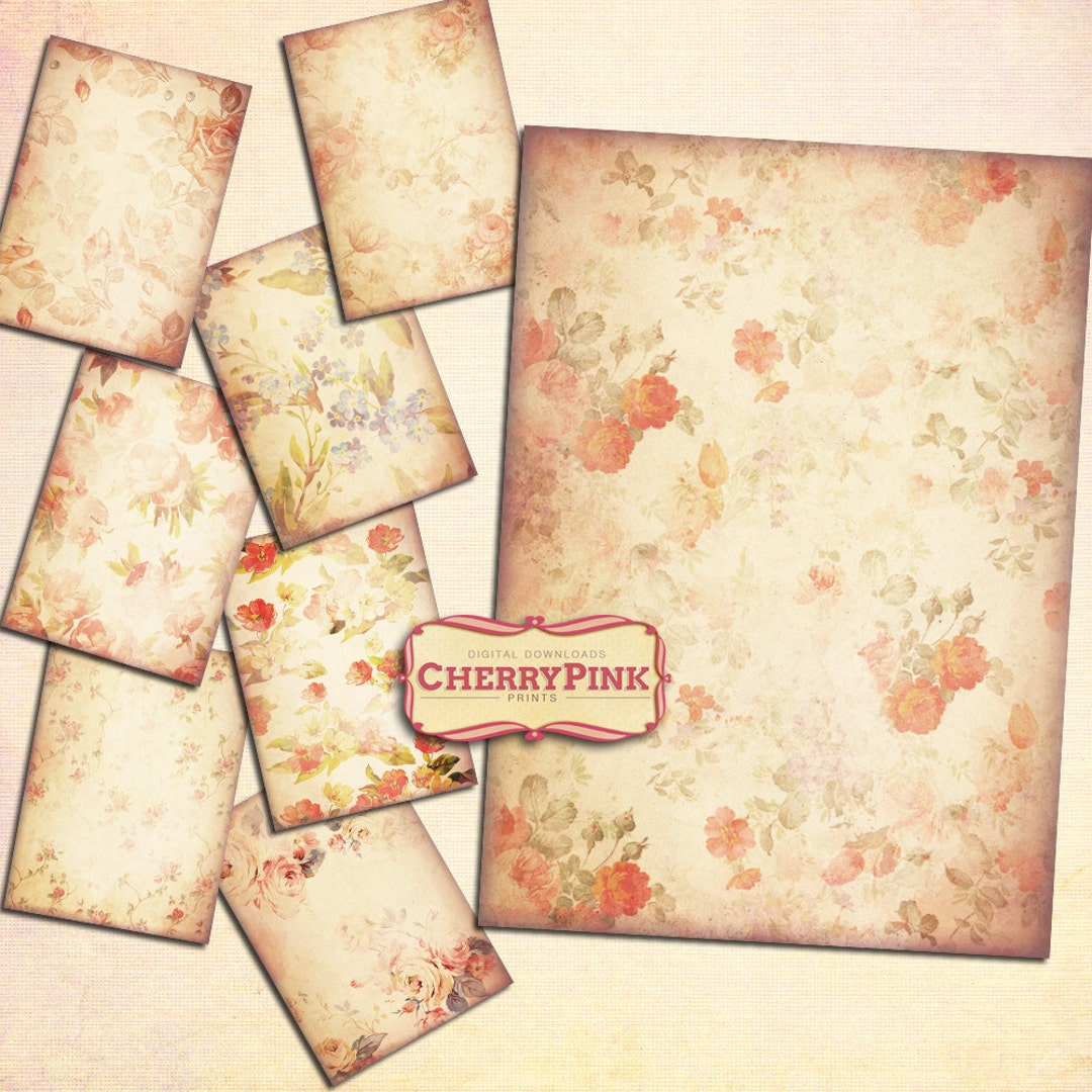 VINTAGE FLORAL Scrapbooking Paper Supply, Printable Collage Sheet, Jpg ...