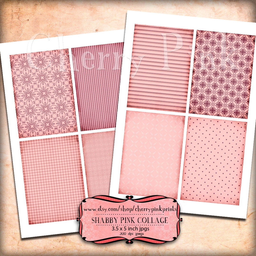 Pink Pattern Digital Collage Sheet, Instant Printable Paper Craft ...