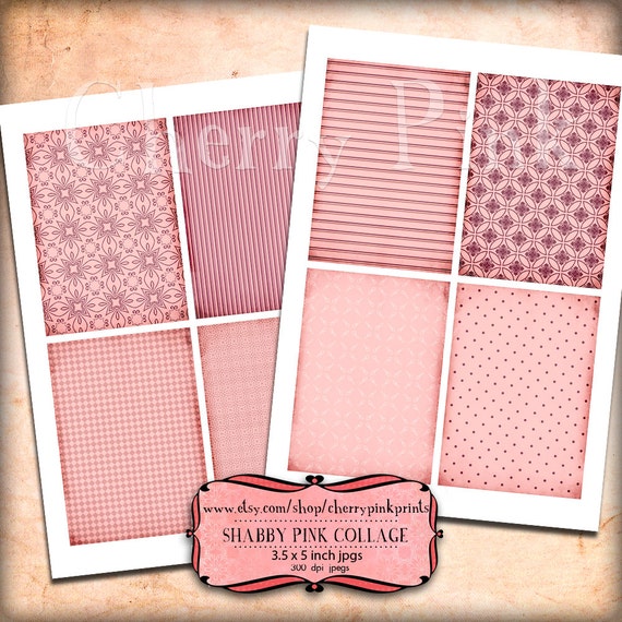 Pink Pattern Digital Collage Sheet Instant Printable Paper | Etsy