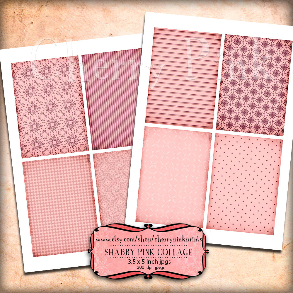 Pink Pattern Digital Collage Sheet Instant Printable Paper | Etsy