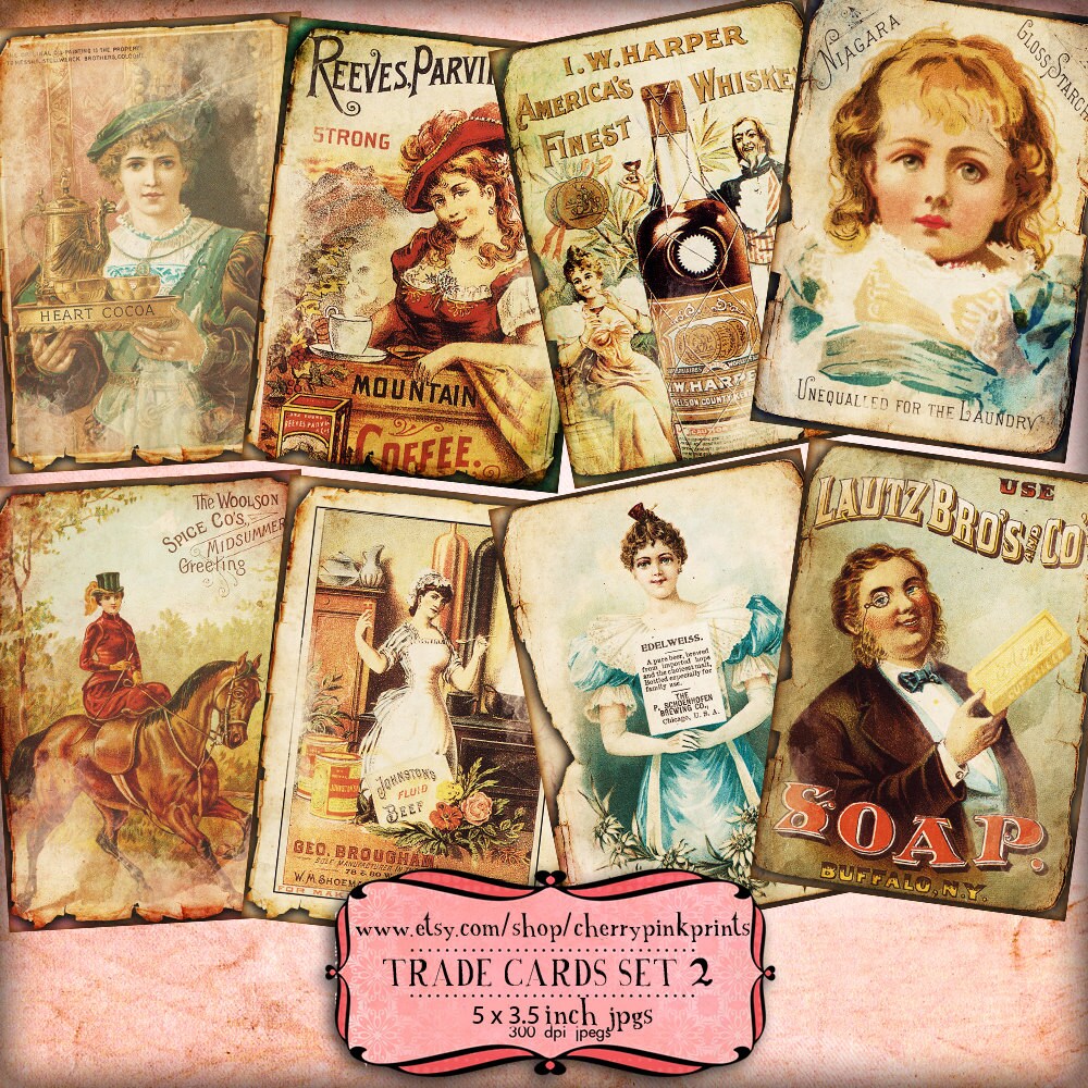 Vintage Advert ATC Cards TRADE CARDS Digital Collage Sheet | Etsy