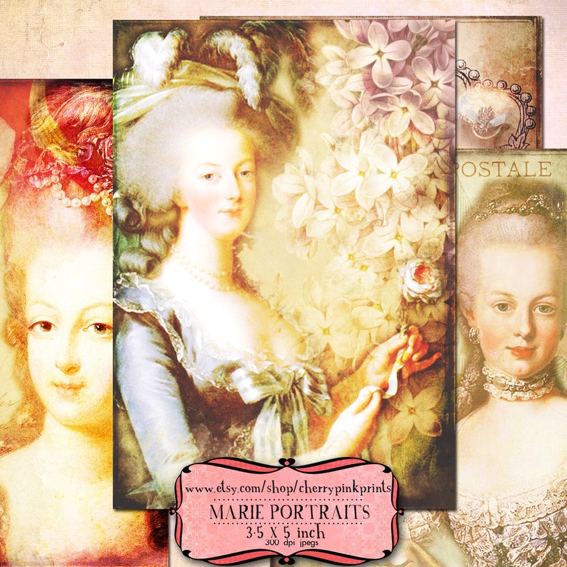 ANTOINETTE Collage Sheet, Shabby Chic Portrait, Vintage French Ephemera ...