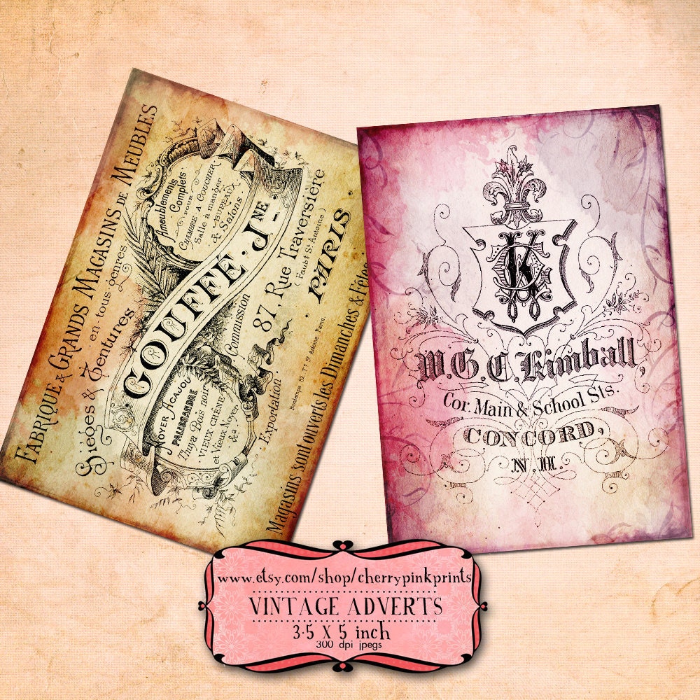 Tattered Vintage Advert Collage Sheet Printable Jpg File | Etsy