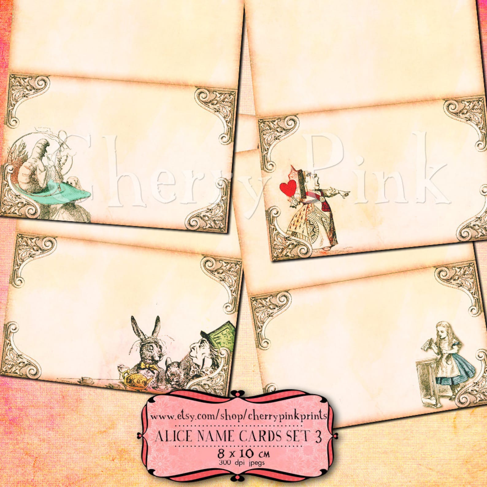 Alice in Wonderland PLACE CARDS Digital Party Printable | Etsy UK