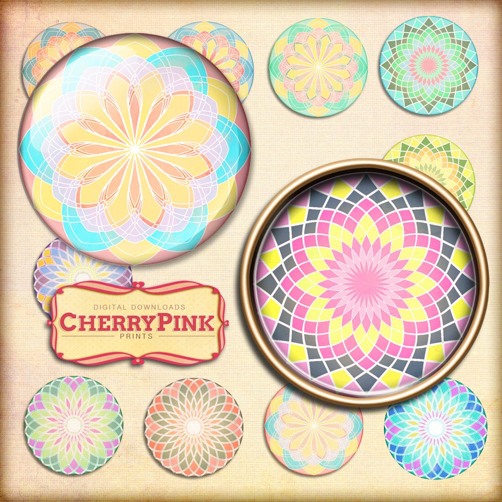 Circle Sheet GEOMETRIC PATTERN SET 2 Digital Round Image Supplies for ...