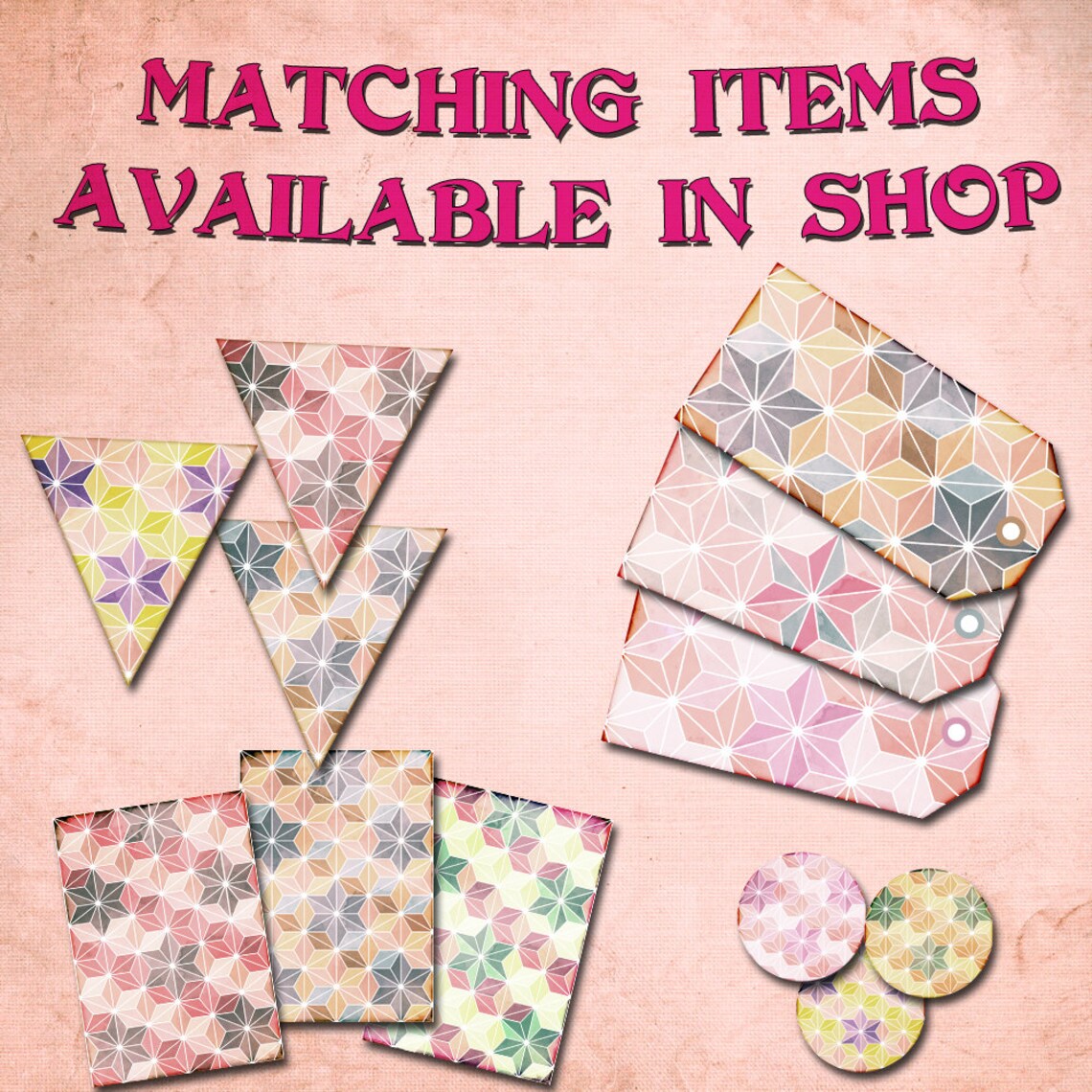 GEOMETRIC PATTERN Tags, Digital Party Tags, Party Printables, Labels ...