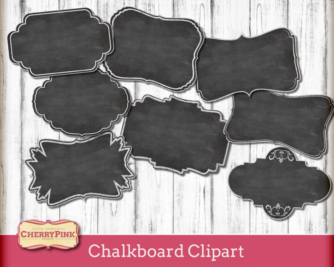 Chalkboard Frames Clipart, Digital Scrapbook Frame, Clipart Labels ...