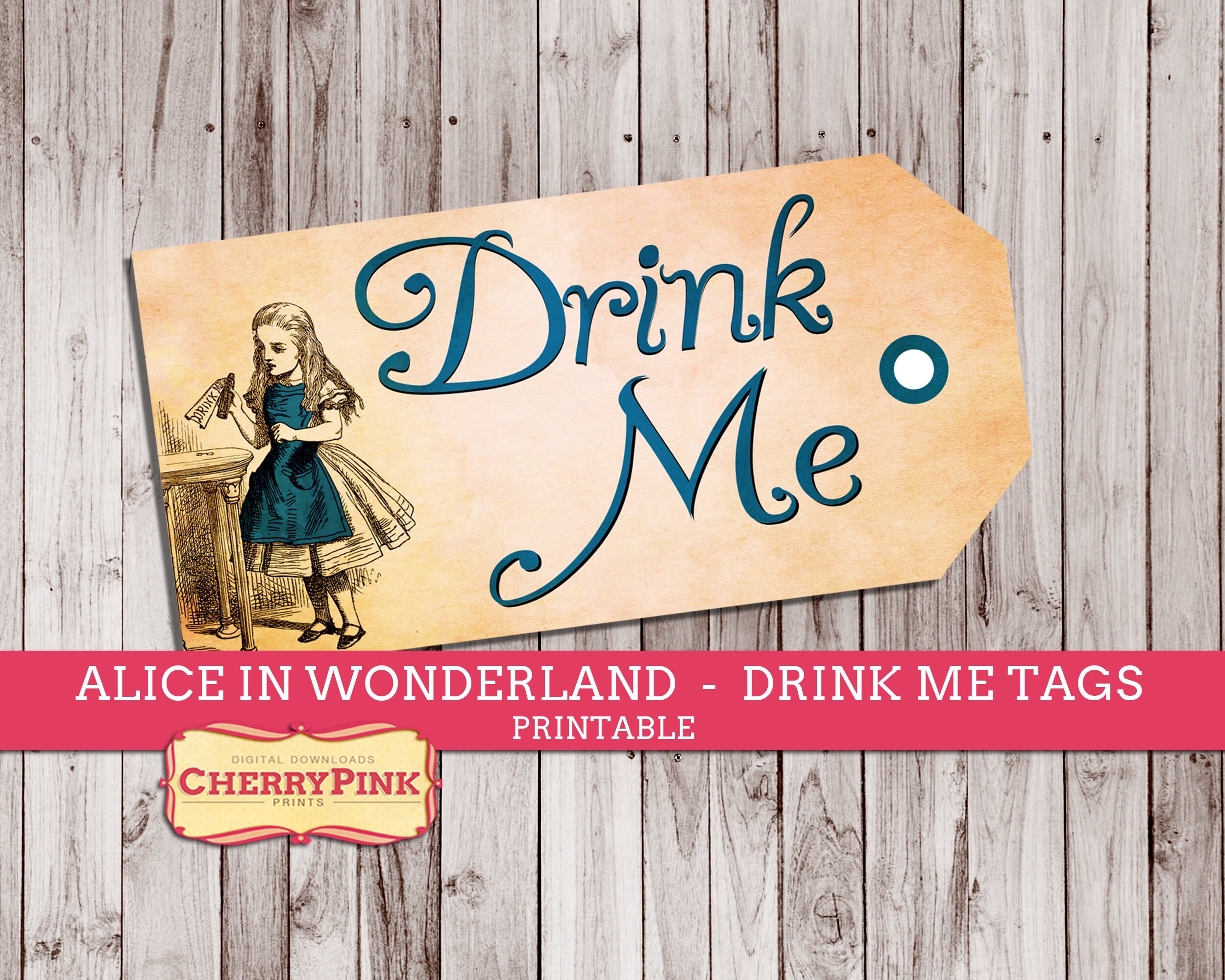 Drink Me Tag Alice in Wonderland Tags labels perfect for | Etsy
