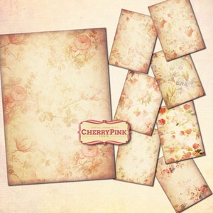 VINTAGE FLORAL Scrapbooking Paper Supply, Printable Collage Sheet, Jpg ...