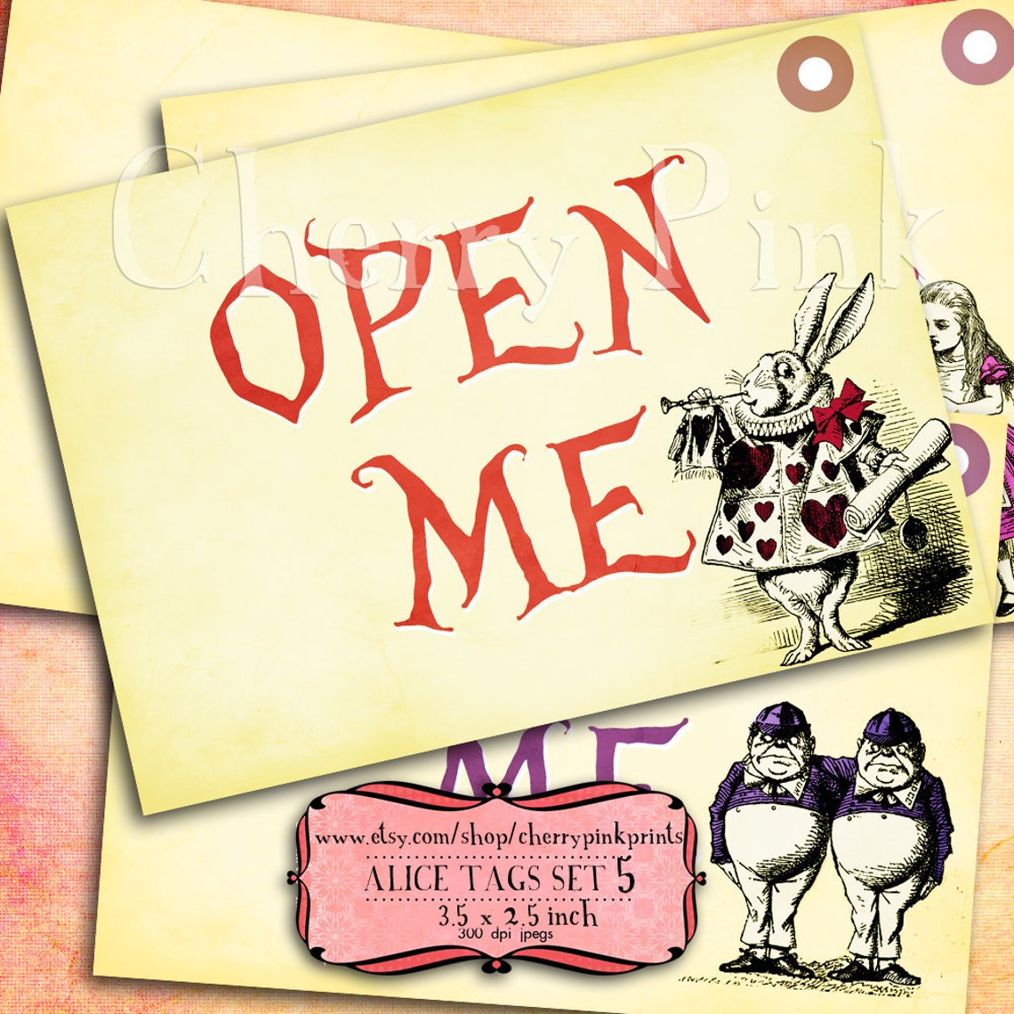 Alice Tags Set 5 Alice in Wonderland Tags Labels Perfect - Etsy