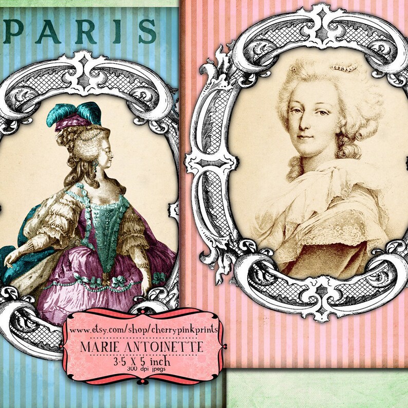 Marie Antoinette Collage Sheet, French Printable, French Clip Art ...