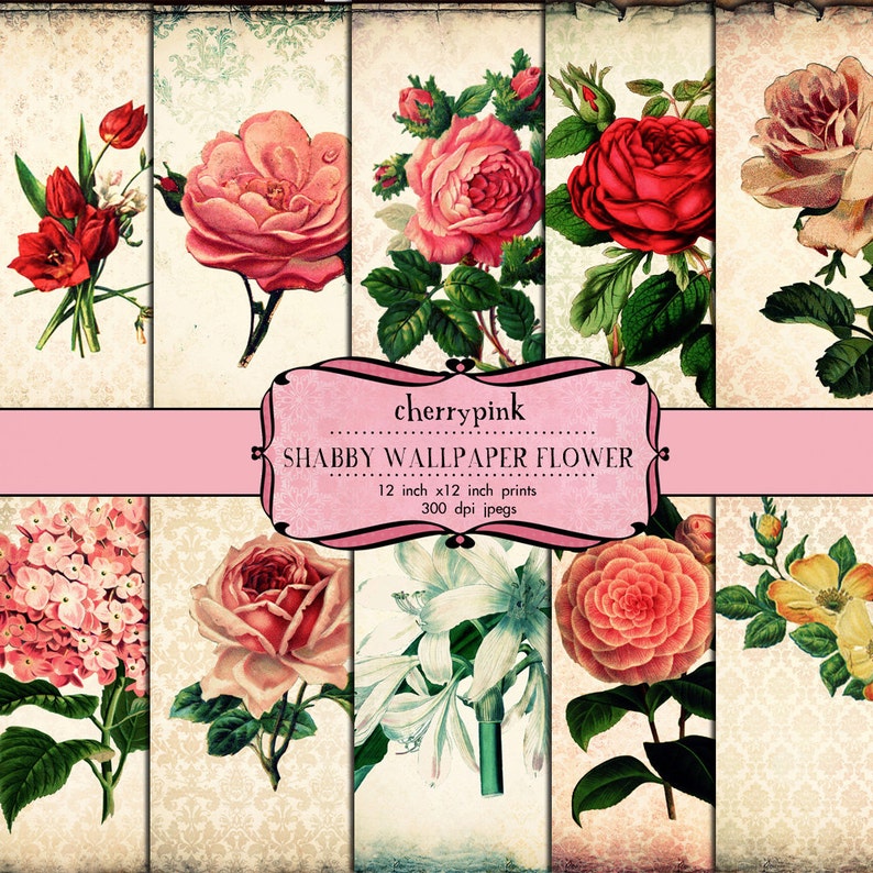 Floral Scrapbook Paper Textured Digital Paper 12 X 12 | Etsy