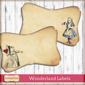 Alice in Wonderland Labels Stickers Wonderland (Download Now) - Etsy