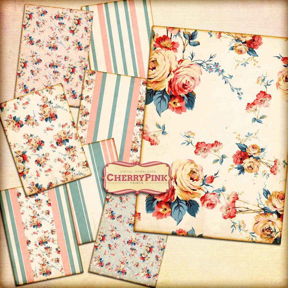 Papercraft Digital Collage Sheet Journal Pages Floral 5 X 7 - Etsy