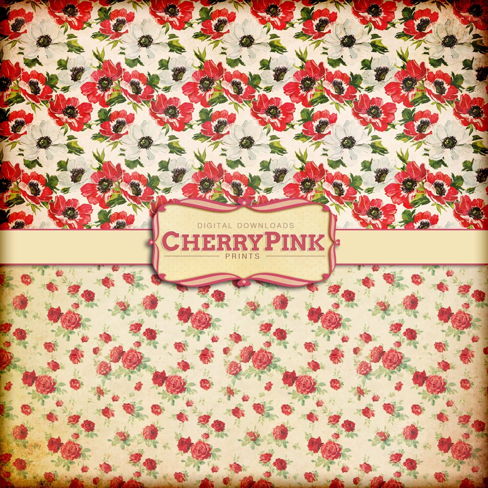 Foral Digital Paper Flower Paper 12 X 12 Inch Scrapbook - Etsy