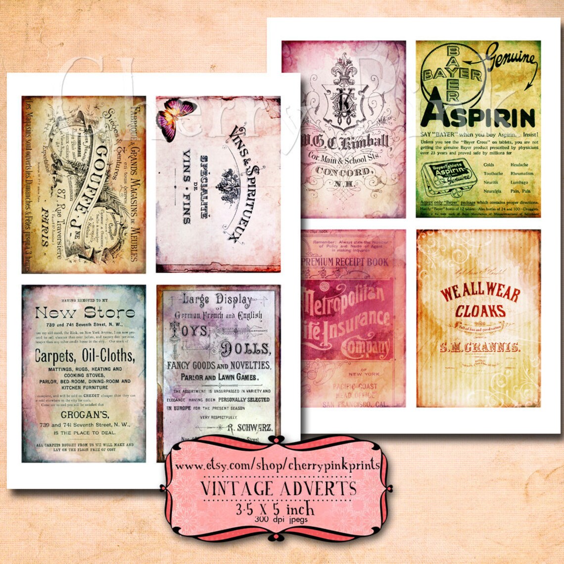 Tattered Vintage Advert Collage Sheet Printable Jpg File - Etsy