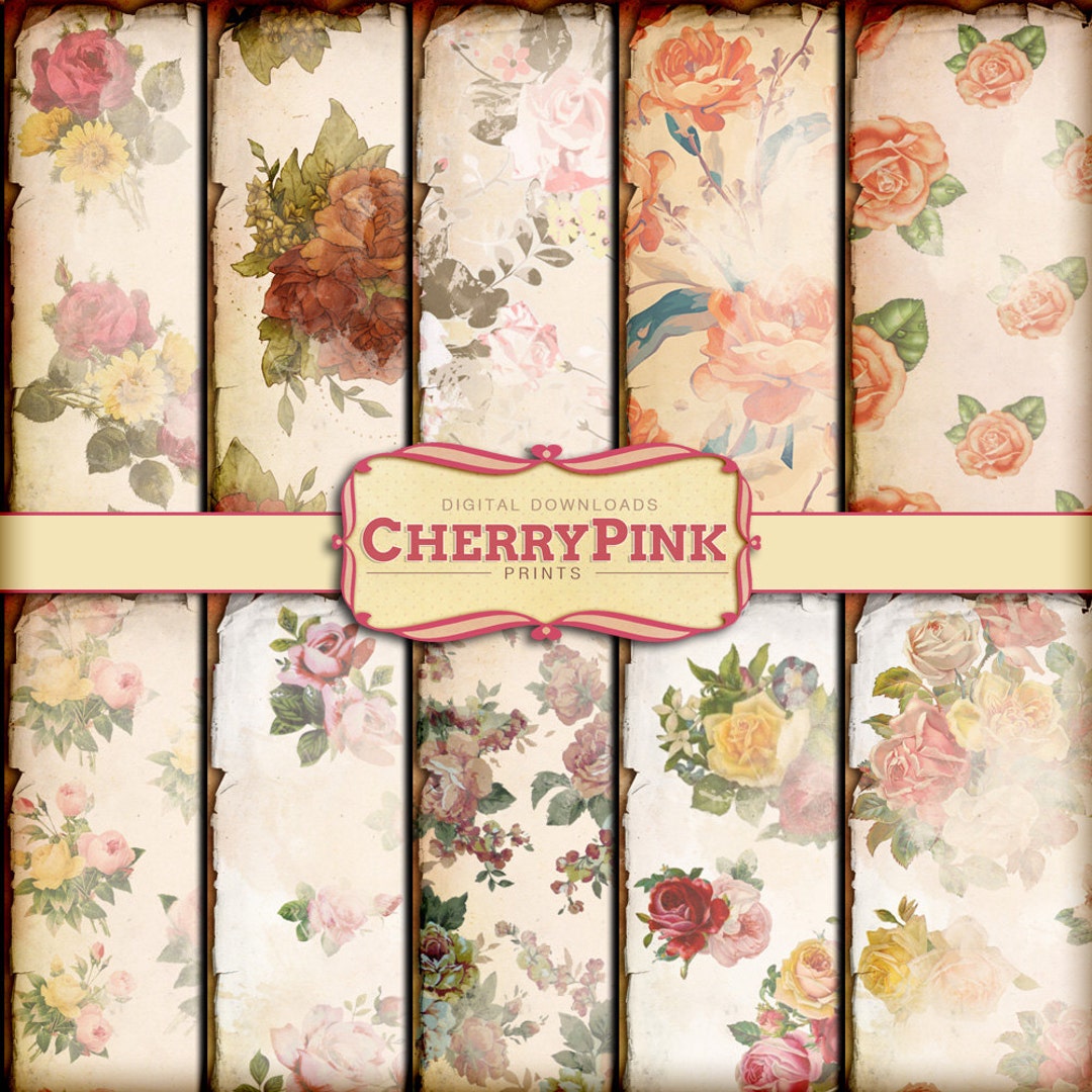 Floral Scrapbook Paper, Textured Digital Premade Pages 12x12 Inch ...