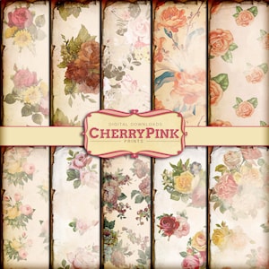 Floral Scrapbook Paper, Textured Digital Premade Pages 12x12 Inch ...