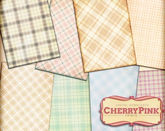 Plaid Green Digital Scrapbooking Paper Pack - Etsy