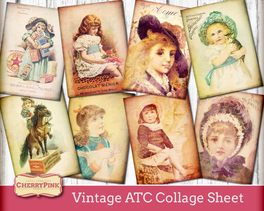 Vintage ATC Collage Sheet - Women Printable Atc Cards - Vintage ACEO ...