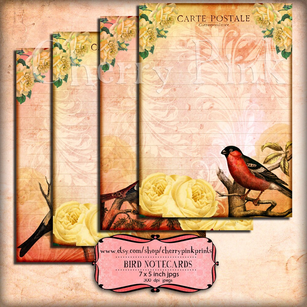 Paper Stationery BIRD NOTECARDS Scrapbooking Paper Supply - Etsy