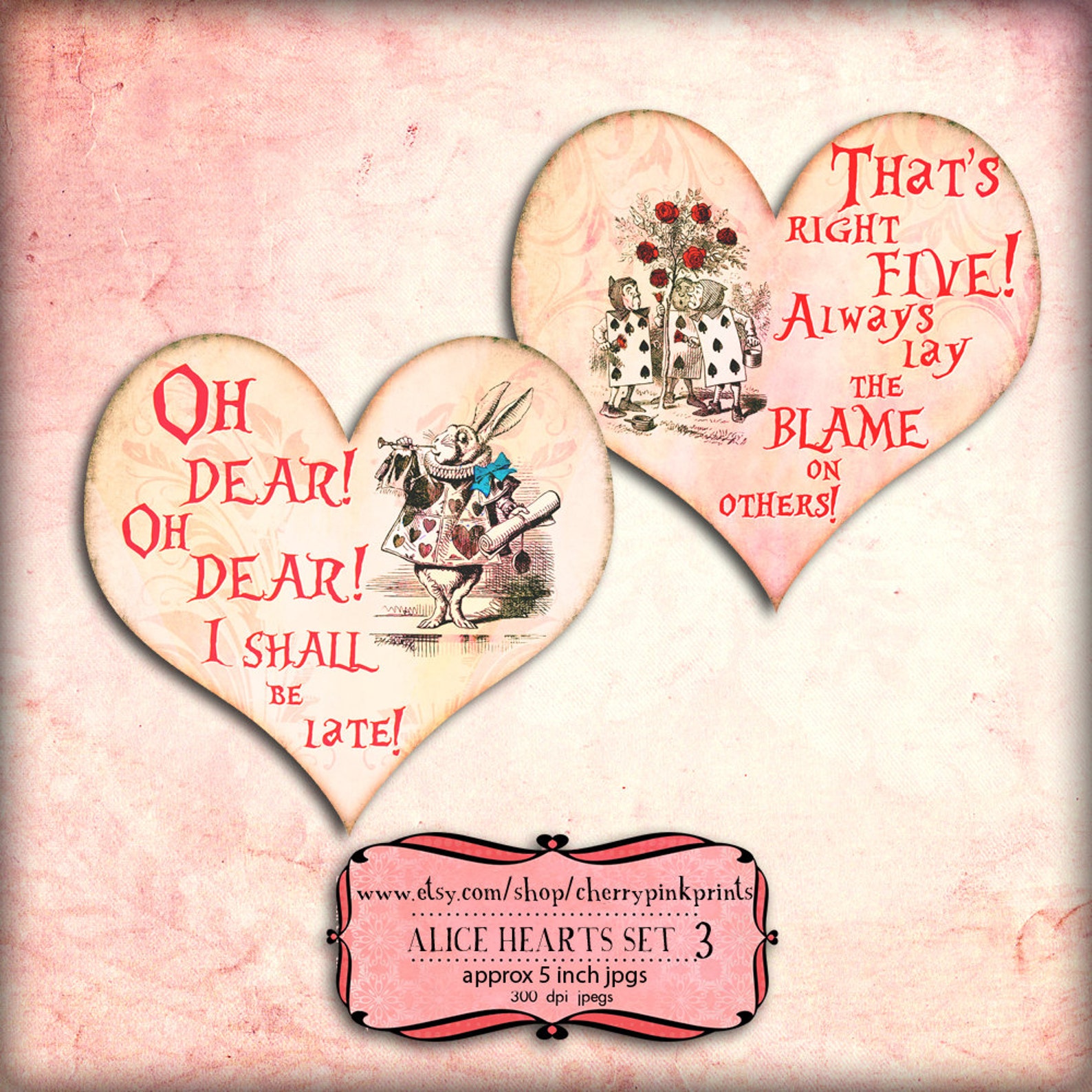 Alice in Wonderland Decoration, Heart Quote Digital Collage Sheet ...