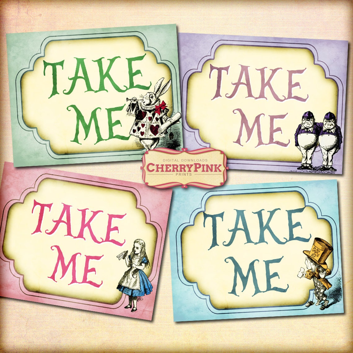 Alice Party Tag Take Me Alice in Wonderland Tags Labels - Etsy