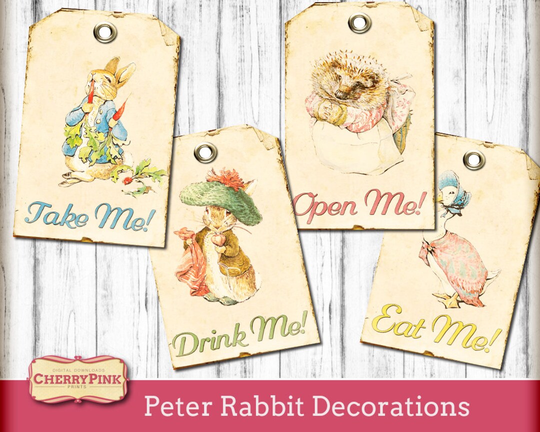 Peter Rabbit Tags, Printable Decorations, DIY Gift Tags Featuring Peter ...