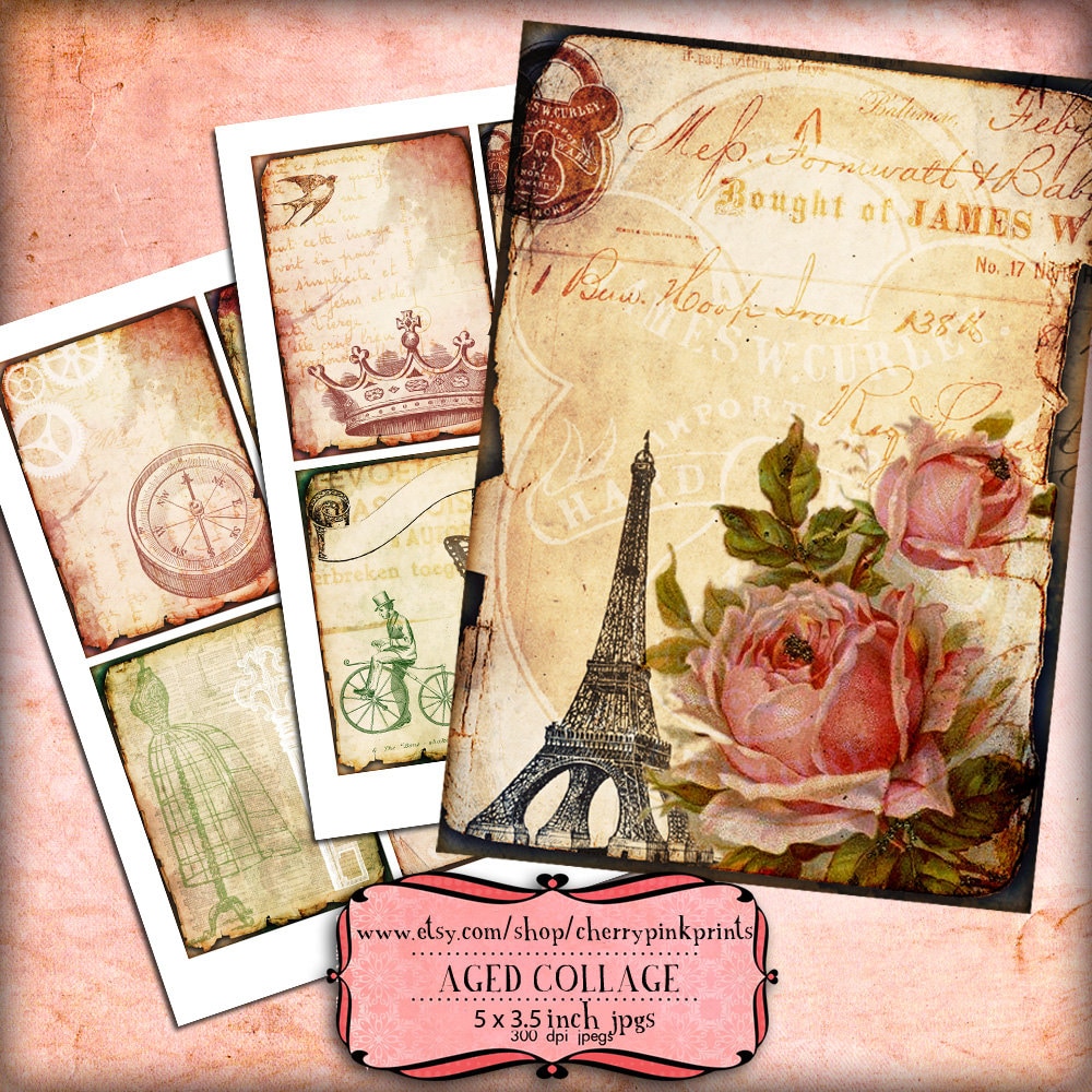 STEAMPUNK COLLAGE SHEET Scrapbooking Paper Supply, Jpg Premade Page ...