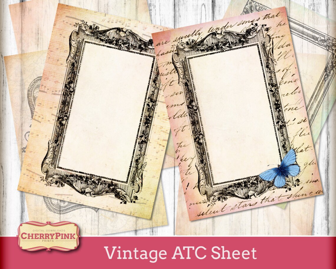 Vintage ATC Sheet Digital Collage Sheet Papercraft - Etsy
