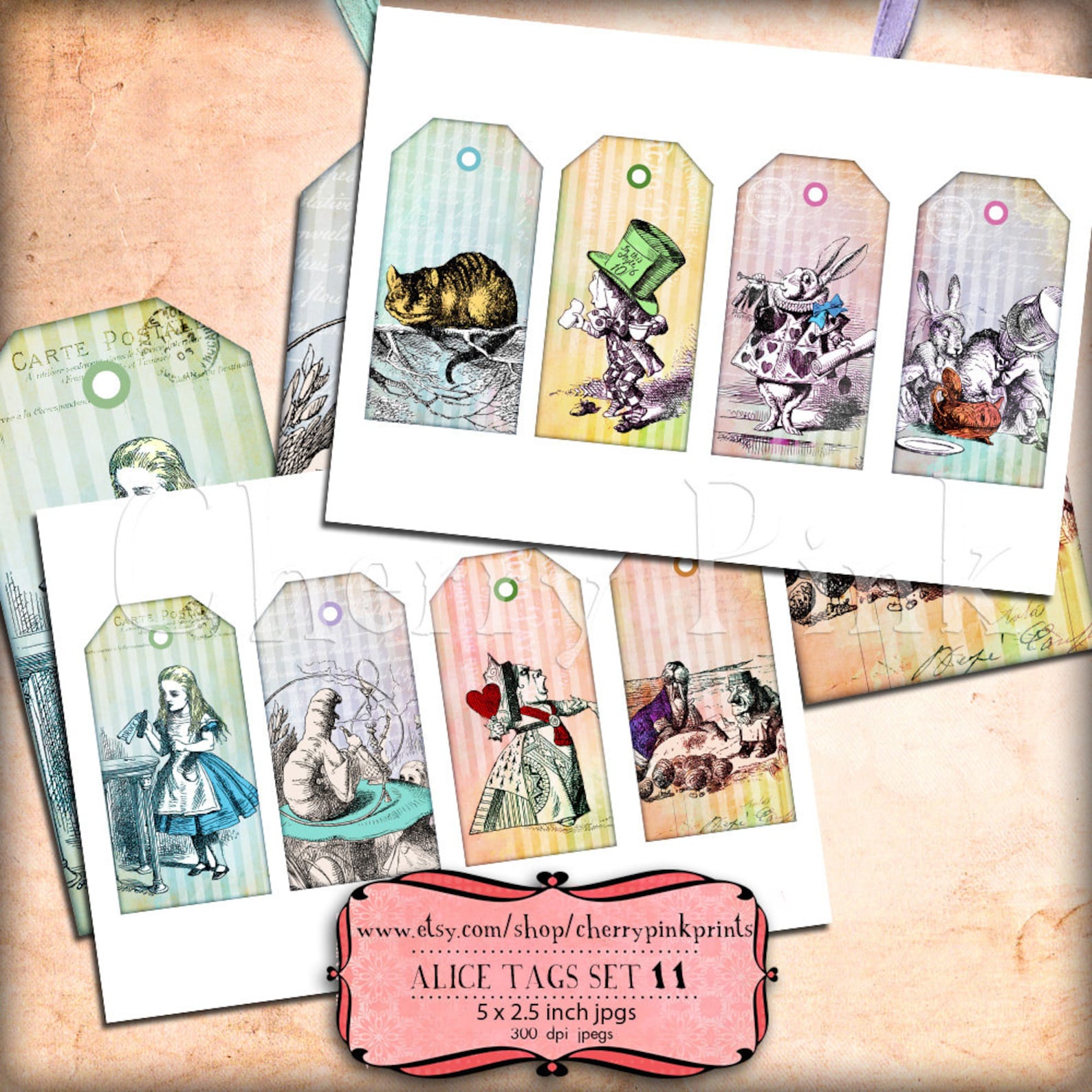 Alice in Wonderland Tags Digital Printable Decorations - Etsy
