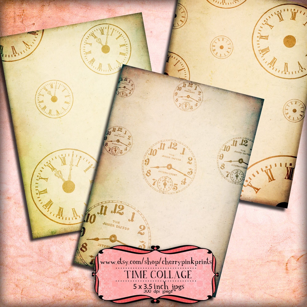 CLOCKS Digital Collage Sheet steampunk Digital paper Download | Etsy