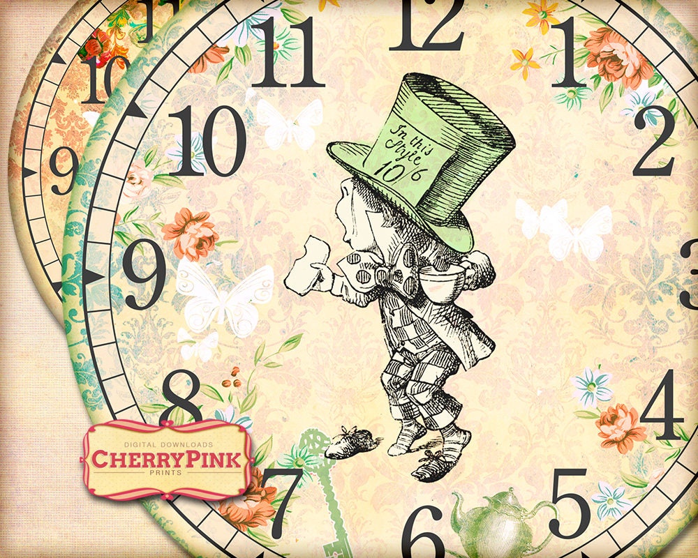 Alice in Wonderland Clock Printable Wonderland Party Props | Etsy