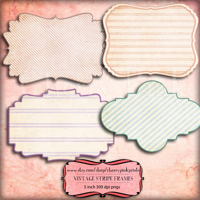 Digital Frames Stripe Png Clipart Scrapbook Frame Clip Art | Etsy