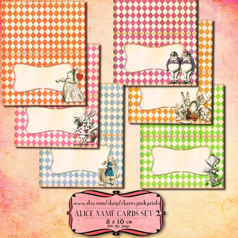 ALICE NAME CARDS Party Decoration Digital Collage Sheet | Etsy