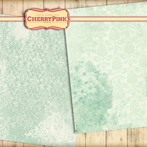 Shabby Chic Digital Paper GREEN VINTAGE COLLAGE Digital Craft and ...